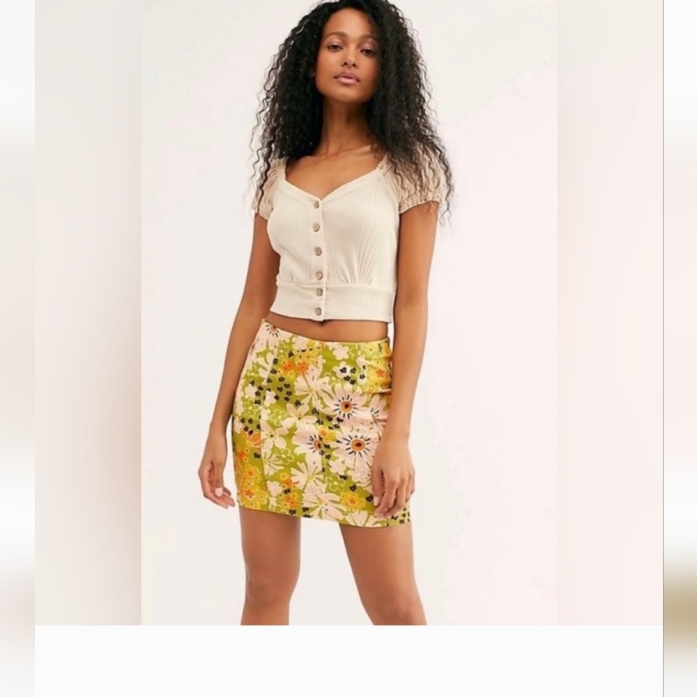 Free People Green Yellow Orange Pink Floral Hippie Mi… - Gem